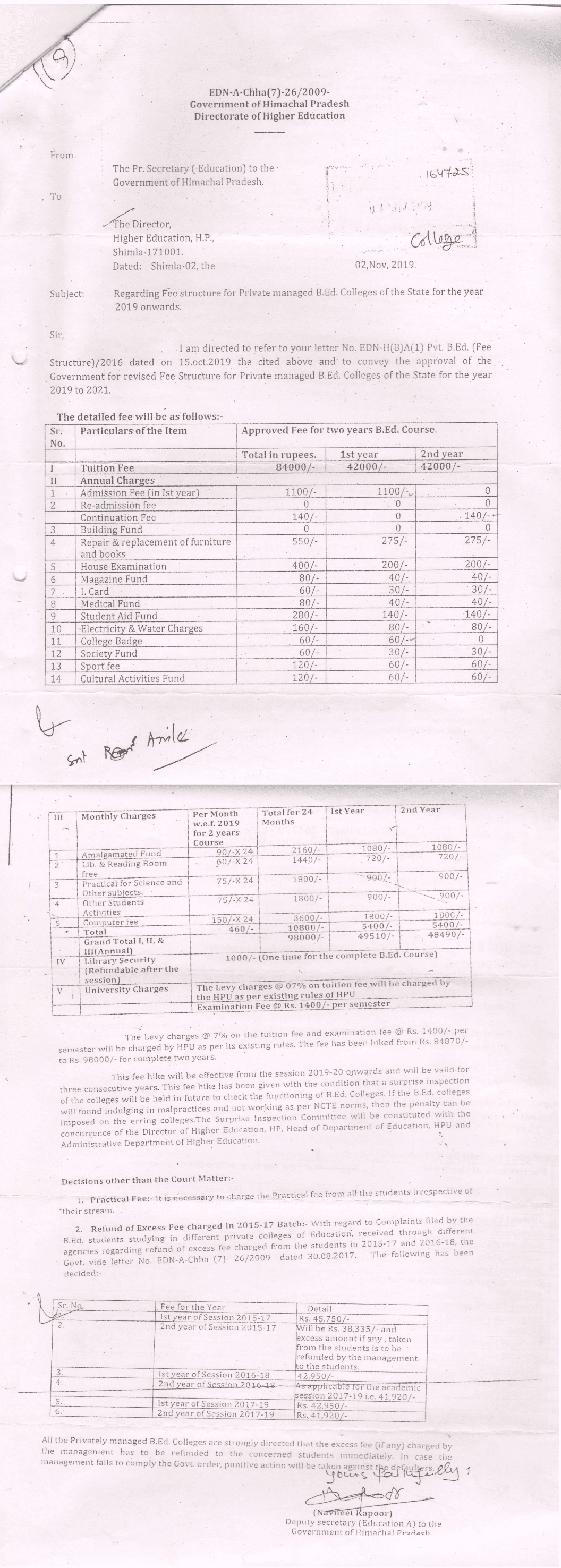 Fee Structure Jagriti College